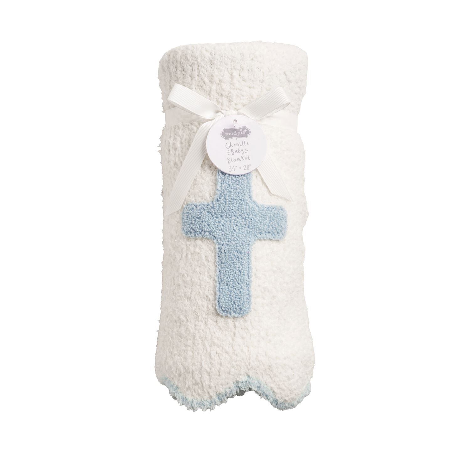 MUD PIE BLUE CROSS CHENILLE BLANKET – shopflowersplus.com